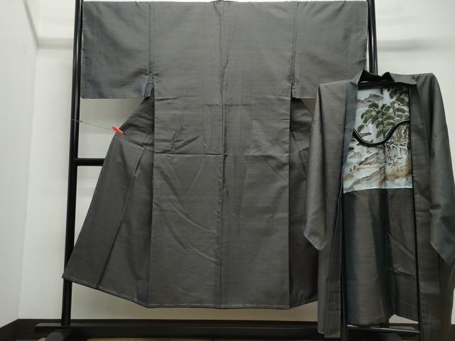 平和屋着物●男性　紬　アンサンブル　霞文　正絹　逸品　未使用　CAAV6426vf