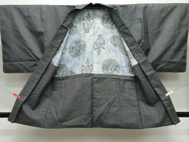 平和屋着物○男性 紬 アンサンブル 100亀甲 正絹 逸品 未使用 CAAV6427vf