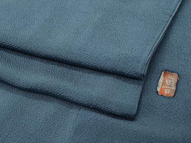 平和屋着物●北大路魯山人　色無地　鉄御納戸色　鬼しぼ縮緬　正絹　逸品　CAAV6462vf