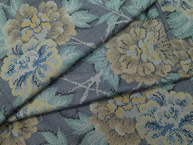 平和屋着物●本場大島紬　7マルキ　牡丹　正絹　逸品　CAAV6463vf