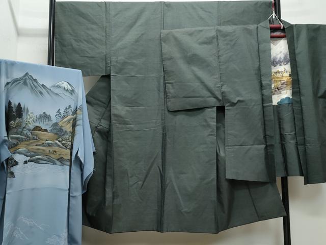 平和屋着物●男性　本場大島紬　アンサンブル・長襦袢セット　120亀甲　総詰め　正絹　逸品　CAAV6477vf