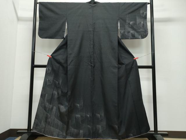 平和屋着物●訪問着　紬地　オーロラ　黒地　正絹　逸品　CAAV6499vf