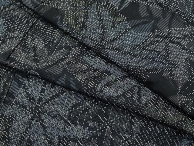 平和屋着物●上質な紬　切嵌亀甲麻の葉文　正絹　逸品　未使用　CAAV6508vf