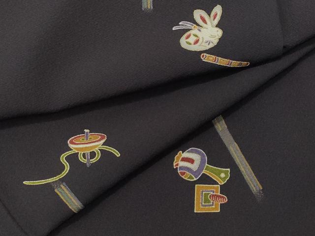 平和屋着物●上質な小紋　兎　玩具文　金彩　正絹　逸品　CAAV6558vf