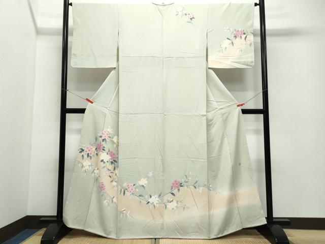 平和屋着物●訪問着　友禅　作家物　枝花文　正絹　逸品　CAAV6559vf