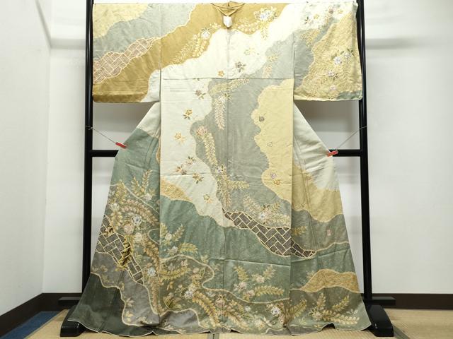 平和屋着物●越後十日町の一流染匠　桐屋・翠山工房　訪問着　辻が花　金通し地　やまと誂製　正絹　逸品　未使用　CAAV6561vf