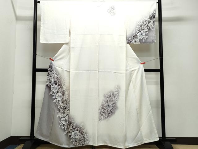 平和屋着物●訪問着　天然石　ラインストーン　草花文　正絹　逸品　CAAV6580vf