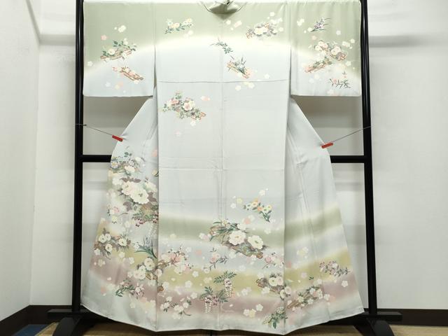 平和屋着物●訪問着　刺繍　花筏文　金彩　正絹　逸品　CAAV6581vf