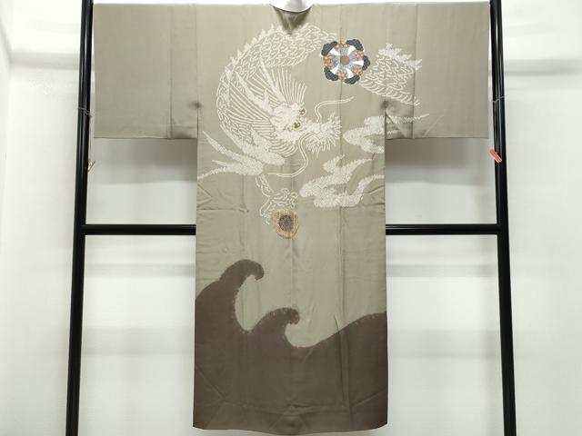 平和屋着物●男性　長襦袢　袷　絞り　五爪龍　金彩　正絹　逸品　CAAV6583vf