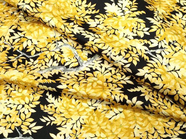 平和屋着物●上質な小紋　枝葉文　黒地　正絹　逸品　CAAV6598vf