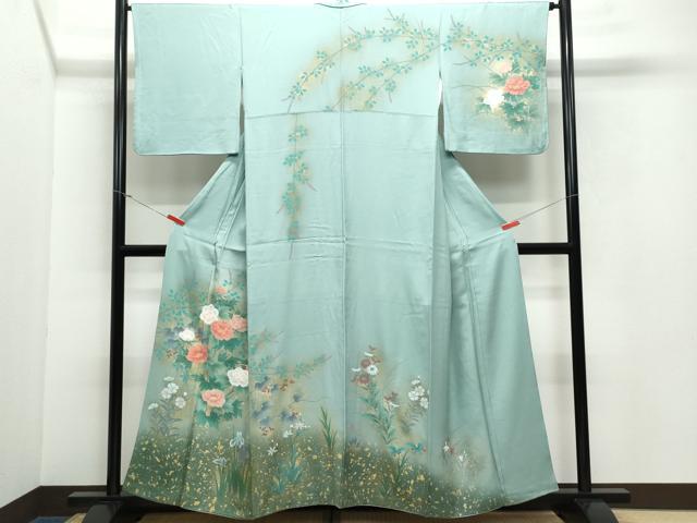 平和屋着物●訪問着　草花文　暈し染め　金彩　正絹　逸品　CAAV6615vf