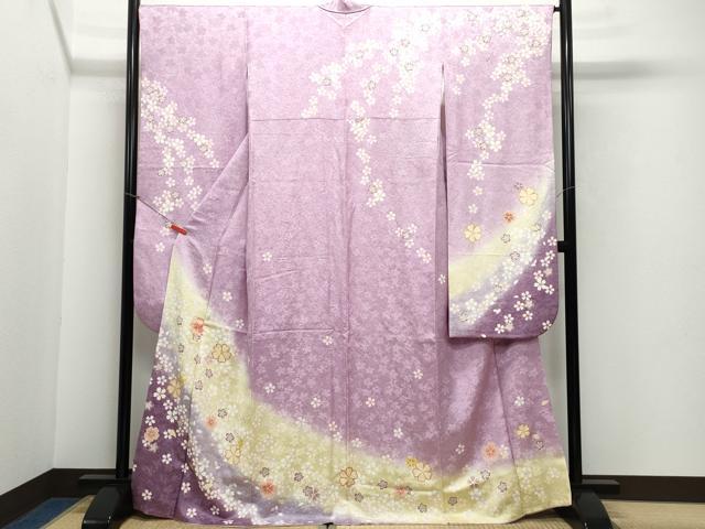 平和屋着物●豪華振袖　駒刺繍　舞花文　金彩　正絹　逸品　CAAV6618vf