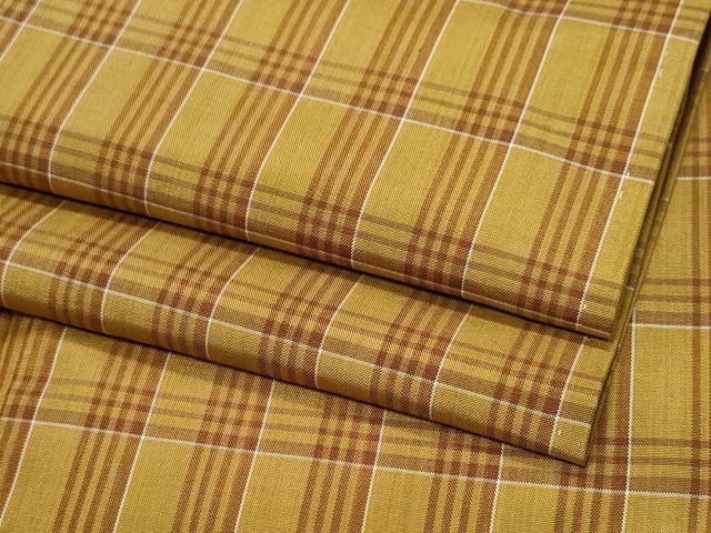 平和屋着物●本場黄八丈　平織　紬　格子柄　正絹　逸品　CAAV6638vf