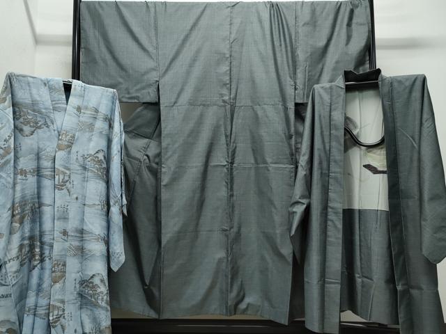 平和屋着物●男性　本場大島紬　アンサンブル・長襦袢セット　100亀甲　総詰め　キングサイズ　正絹　逸品　CAAV6639vf