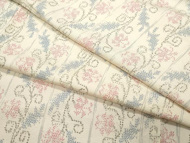 平和屋着物●本塩沢　花唐草文　正絹　逸品　CAAV6674vf