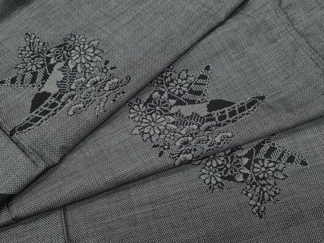 平和屋着物●本場大島紬　9マルキ　船草花文　正絹　逸品　CAAV6679vf