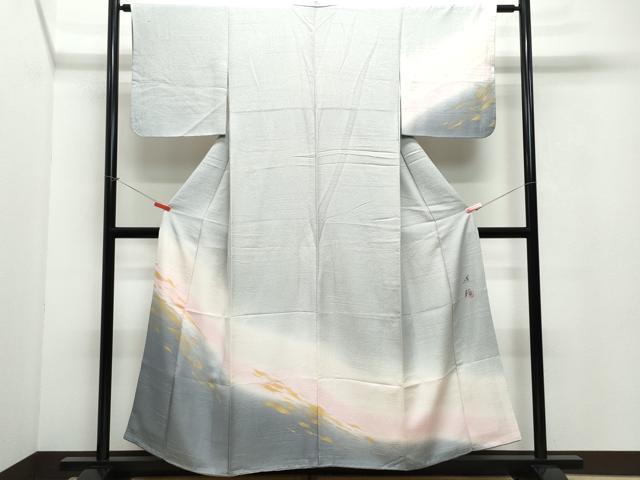 平和屋着物●訪問着　作家物　霞文　暈し染め　金彩　正絹　逸品　CAAV6691vf