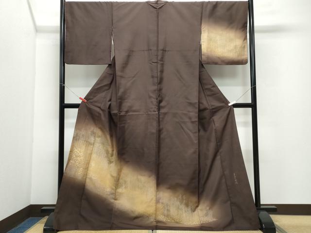 平和屋着物●京の名門・菱屋六右ェ門　紬　訪問着　草木文　金銀糸　正絹　逸品　CAAV6714vf