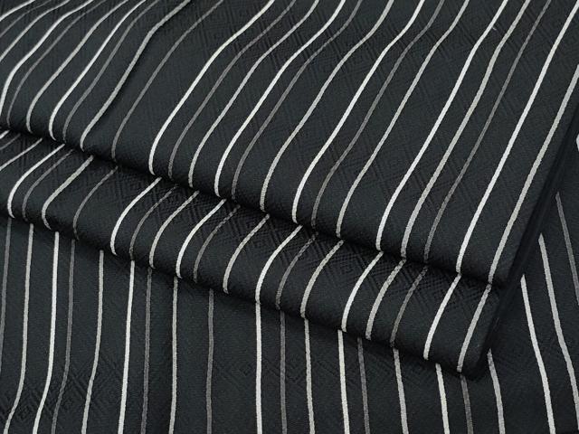 平和屋着物●上質な小紋　縞　黒地　正絹　逸品　CAAV6721vf