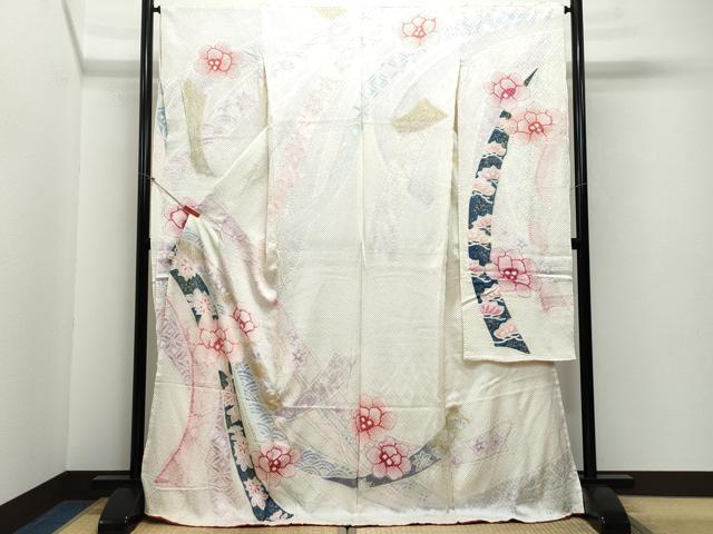 平和屋着物●豪華振袖　総絞り　熨斗花文　金彩　仮絵羽　逸品　未使用　CAAV6739vf