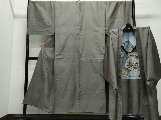 平和屋着物●男性　本場大島紬　アンサンブル　100亀甲　総詰め　キングサイズ　正絹　逸品　CAAV6761vf