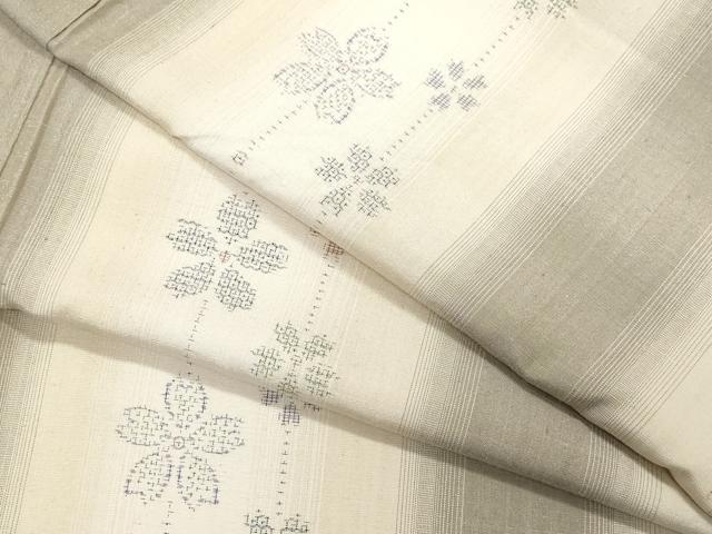 平和屋着物●結城紬　奥順　はたおり娘　100亀甲　枝桜文　さが美扱い　正絹　逸品　CAAV6768vf