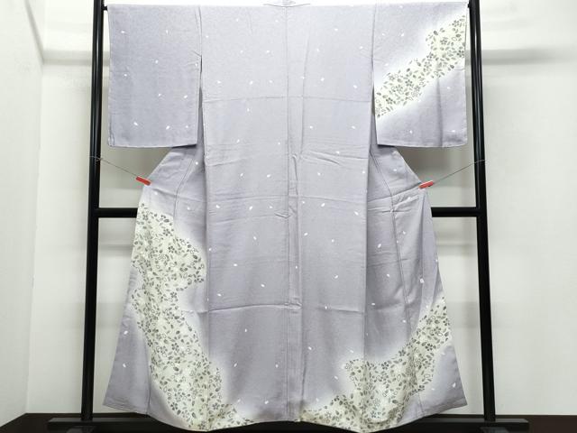 平和屋着物●訪問着　湯谷文雄　刺繍　舞桜　暈し染め　金糸　正絹　逸品　CAAV6778vf