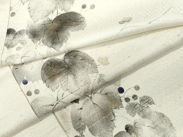 平和屋着物●上質な小紋　紬地　手書き　蔦の葉文　金彩　正絹　逸品　CAAV6780vf