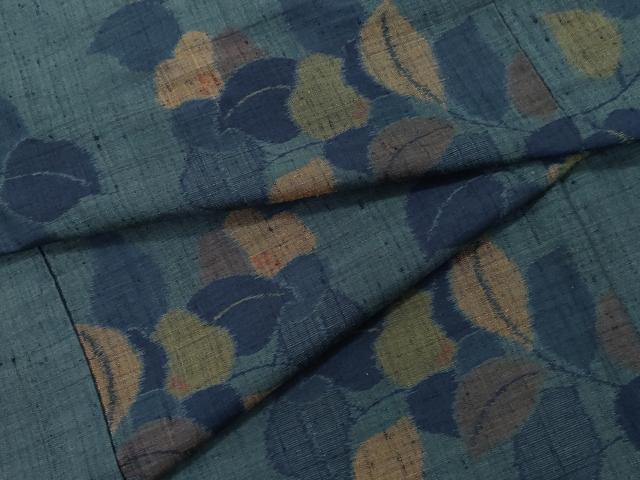 平和屋着物●小千谷紬　草花文　正絹　逸品　CAAV6786vf