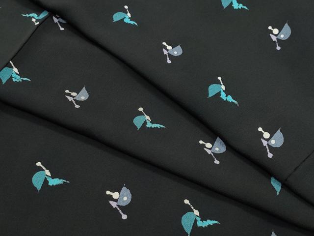 平和屋着物●上質な小紋　型染め　吉祥文　黒地　正絹　逸品　CAAV6793vf