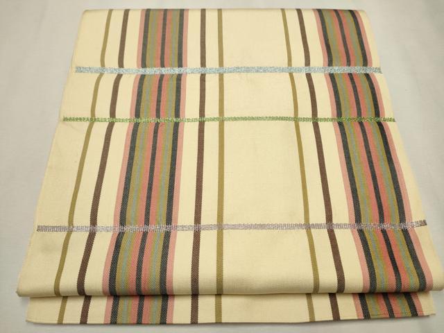 平和屋着物●六通柄　本袋帯　格子柄　正絹　逸品　CAAV6840hy