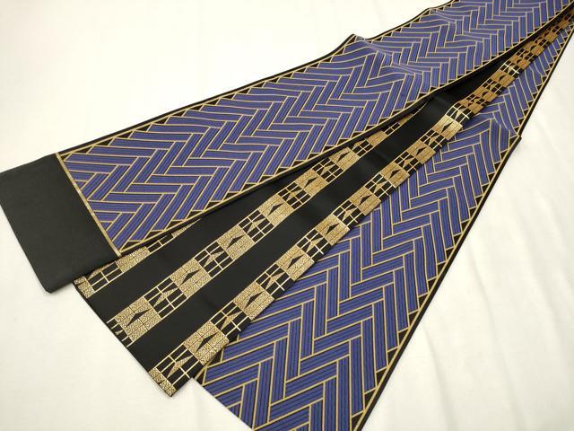 平和屋着物●西陣　両面　半幅帯　檜垣文様　証紙付き　CAAV6946hy