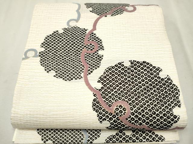 平和屋着物●六通柄袋帯　唐織　雪輪文　金糸　正絹　逸品　CAAV6989hy