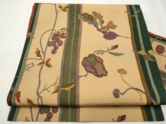 平和屋着物●全通柄　九寸名古屋帯　成物　金彩　正絹　逸品　CAAV7004hy