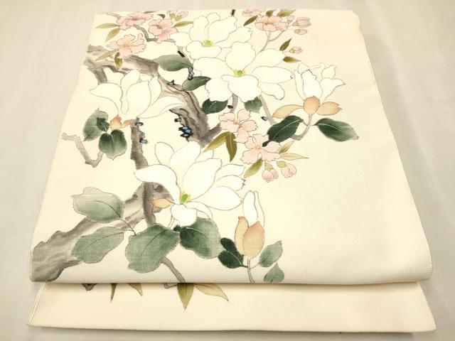 平和屋着物●爪掻き本綴れ　八寸名古屋帯　作家物　枝花文　正絹　逸品　CAAV7008hy