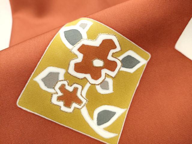 平和屋着物○塩瀬 九寸名古屋帯 駒刺繍 色紙花毬文 金彩 正絹 逸品