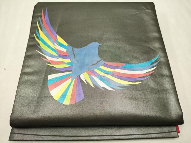 平和屋着物●染色作家　斉藤三才　太鼓柄袋帯　三才鳥　銀糸　引箔　正絹　逸品　CAAV7066hy