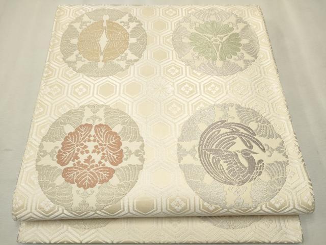 平和屋着物●六通柄袋帯　唐織　鳳凰花丸文　正絹　逸品　CAAV7081hy