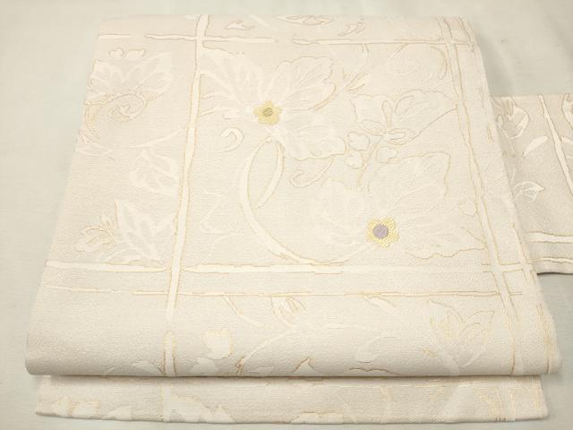 平和屋着物●九寸名古屋帯　花唐草文　金糸　正絹　逸品　CAAV7131hy