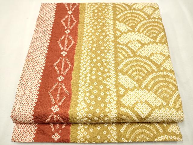 平和屋着物●名門　藤娘きぬたや・絞り　九寸開き名古屋帯　吉祥間道　正絹　逸品　CAAV7133hy