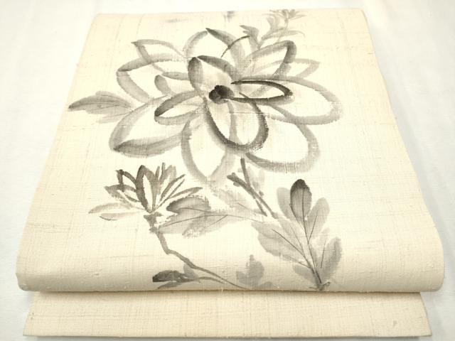 平和屋着物●太鼓柄　京袋帯　生紬　枝花文　正絹　逸品　CAAV7187hy