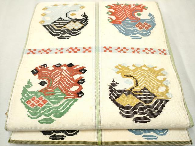 平和屋着物●龍村平蔵製　六通柄　本袋帯　甲比丹孔雀　金銀糸　正絹　逸品　CAAV7188hy