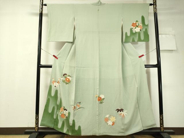 平和屋着物●極上　銀座　志ま亀　訪問着　草花丸文　暈し染め　金彩　正絹　逸品　CAAV8405vp