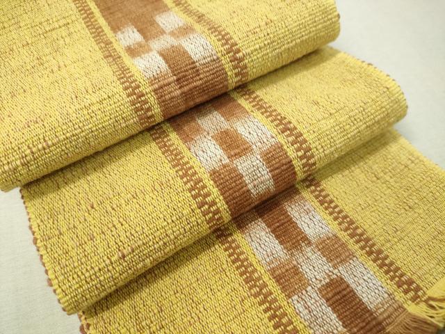 平和屋着物●沖縄県伝統工芸品　八重山ミンサー　手織り　半幅帯　綿　逸品　CAAV8711vp