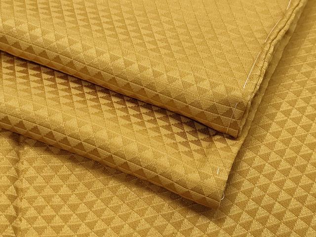 平和屋着物▽上質な色無地 単衣 鱗地紋 黄朽葉色 やまと