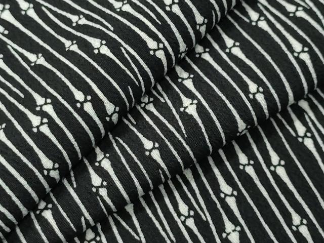 平和屋着物▽小紋　単衣　抽象文様　黒地　洗える着物　CAAV8875gh