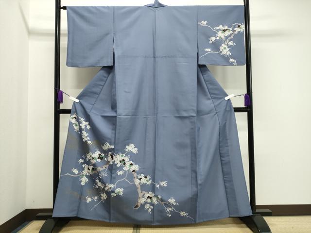 平和屋着物▽訪問着　単衣　枝桜文　金彩　洗える着物　CAAV8900gh