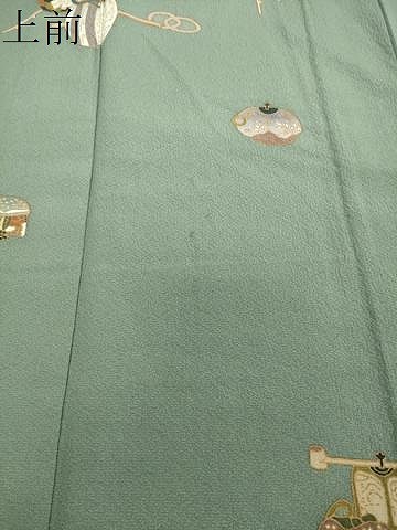 平和屋着物▽訪問着 単衣 作家物 刺繍 器物文 金彩 正絹 逸品