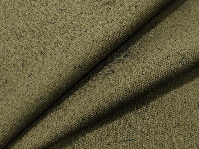 平和屋着物▽男性　髭紬　単衣　黄海松茶色　正絹　逸品　CAAV8975gh