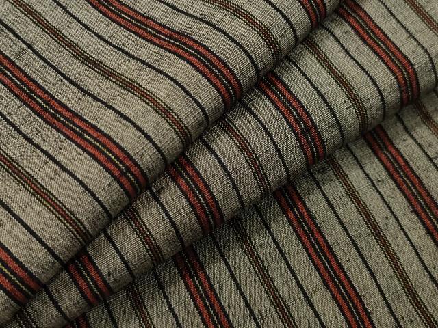 平和屋着物▽上質な紬　単衣　縞　正絹　逸品　CAAV8994gh